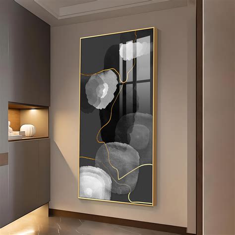 Buy Black And White Symphony Glass Finish Vertical Wall Art Online At