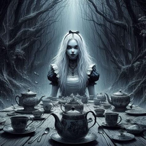 Sombras Oscuras Alice In Wonder Land Black Background Black And