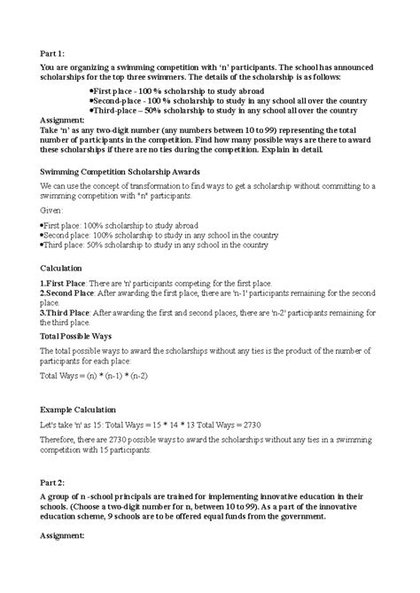 Math 1302 Df Unit 3 Math 1302 Discussion Forum Unit 3 Part 1 You Are Organizing A Swimming