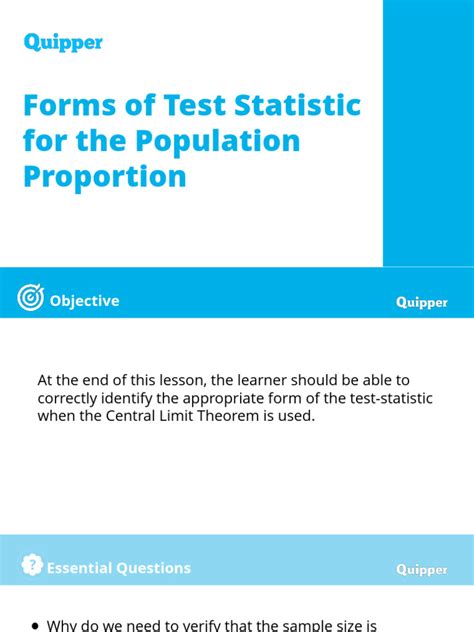 11 forms of test statistics for the population proportion sptc 1602 q4