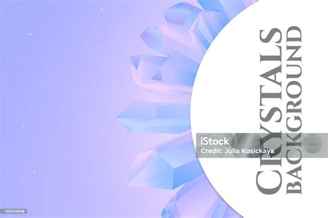 보라색 톤의 3d 효과 크리스탈과 화려한 벡터 배경입니다 귀하의 디자인에 대 한 광물 또는 바이올렛 유리 얼음 웹 배너 템플릿