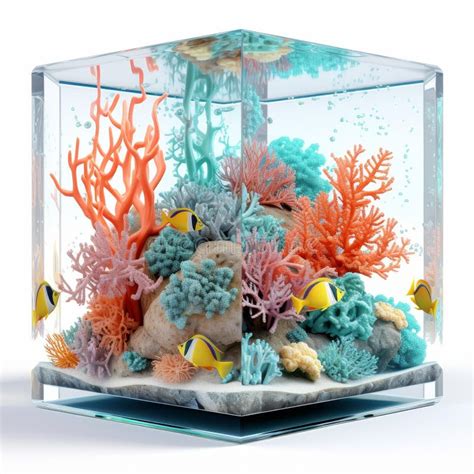 Explore A Vibrant Coral Reef Cube Brilliantly Isolated On A Pure White