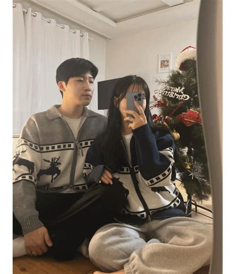 당일출고 커플룩 도톰 겨울 사슴 패턴 니트 집업 노르딕 가디건 오버핏 남녀공용 시밀러룩 에이블리