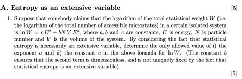 Solved Entropy As An Extensive Variable 1 Suppose That