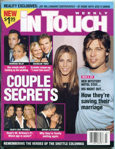 In Touch Magazine February 2003 Jennifer Aniston Brad Pitt Oprah