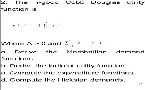 Solved The N Good Cobb Douglas Utilityfunction