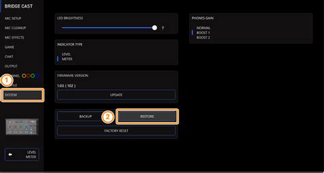 bridge cast backing up restoring the settings windows roland