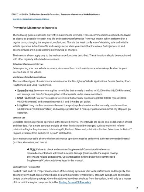Preventive Maintenance Intervals Pdf