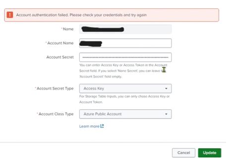 Splunk Azure Storage Account Not Connecting Splunk Community