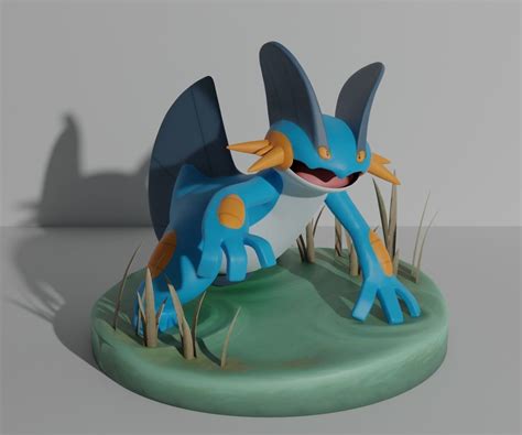 Mudkip Marshtomp Swampert And Mega Swampert 3d Print Model 3d Model 3d