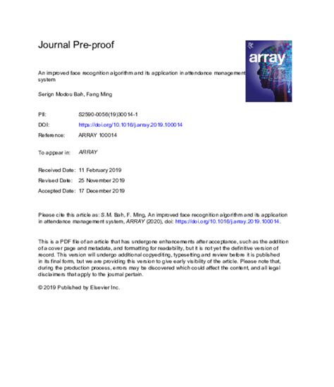 Pdf An Improved Face Recognition Algorithm And Its Application In