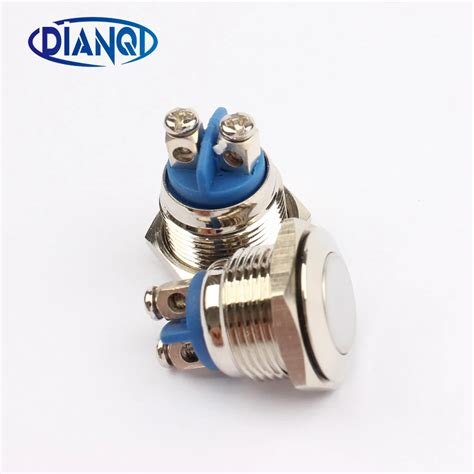 Mm Metal Waterproof Nickel Plated Brass Push Button Switch Flat Round Momentary Start Horn