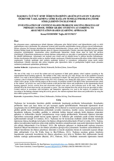 Doc Investigation Of Context Based Problem Solving Process Of Primary