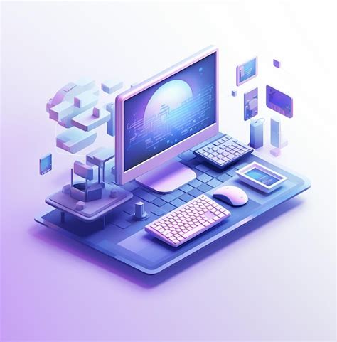 Mockup A Computer With Two Monitors A Keyboard A Phone And A Mo