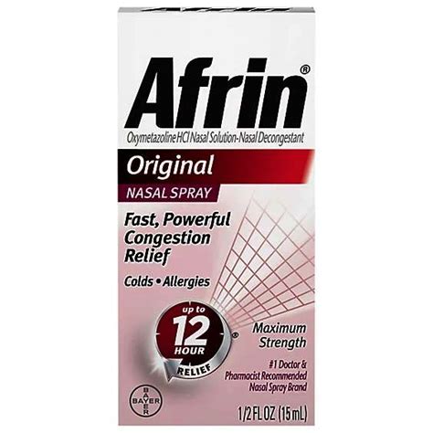 Afrin Oxymetazoline Hci Decongestant Original Nasal Spray Bayer Healthcare