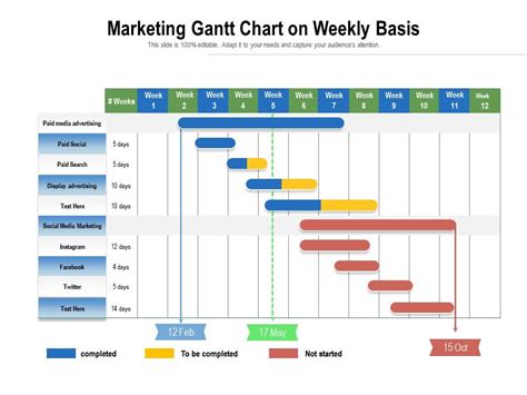 Marketing Gantt Chart On Weekly Basis Presentation Graphics Presentation PowerPoint Example