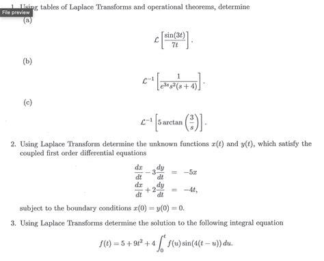 solved 1 ﻿using tables of ﻿laplace transforms and