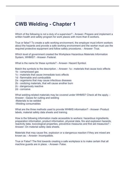 Cwb Welding Chapter 1 Exam Questions And Answers Cwb Stuvia Us