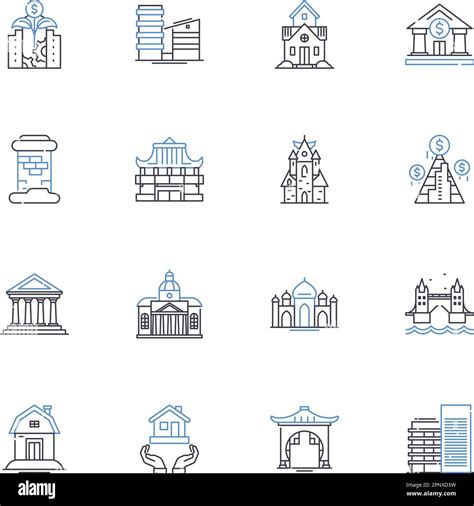 Asset Investment Line Icons Collection Portfolio Returns Stocks Bonds Real Estate