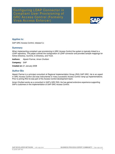 Configuring Ldap Connector In Compliant User Provisioning Of Grc Access