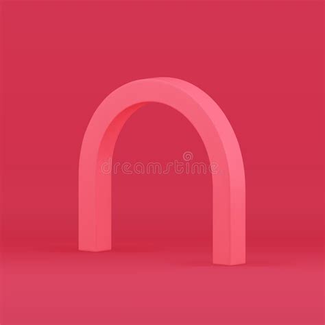 3d Arch Pink Curved Geometric Foundation Decorative Circular Column Realistic Vector