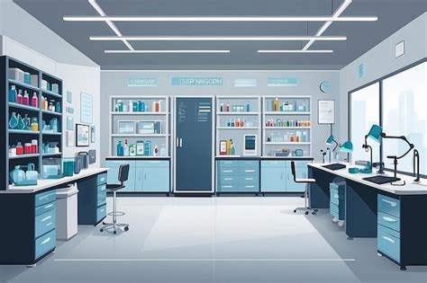 Premium Photo Design A Vector Graphic Of A Clean And Organized Lab Space With Labeled Equipment