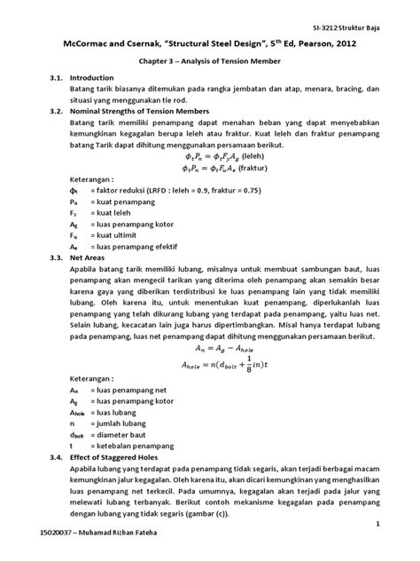 Rangkuman Structural Steel Design Mccormac Bab 3 11 Pdf