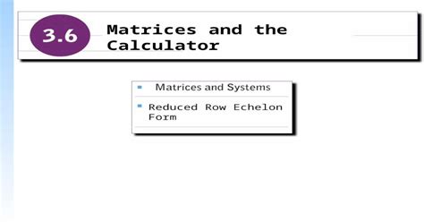 Pptx Reduced Row Echelon Form Matrices And The Calculator Dokumentips