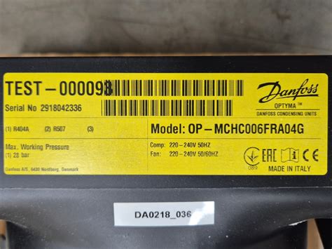 New Danfoss Op Mchc006fra04g Condensing Unit Freon Hos Bv