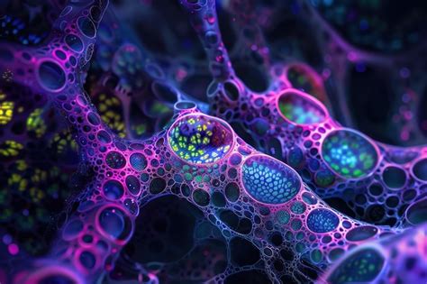 Abstract Neoncolored Interconnected Bubbles Premium Ai Generated Image