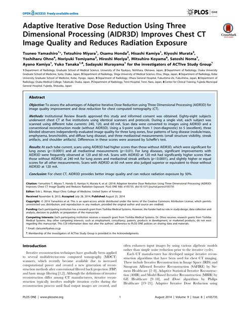 Pdf Adaptive Iterative Dose Reduction Using Three Dimensional