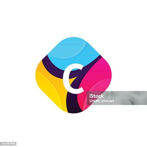 추상 재미 다채로운 마름모 아이콘 편지 C 로고 사인 벡터 디자인 0명에 대한 스톡 벡터 아트 및 기타 이미지 0명 개념