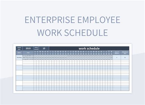 Printable Monthly Work Schedule Template Excel