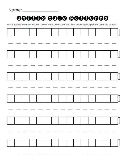 Unifix Cube Patternspdf Kindergarten Worksheets Kindergarten