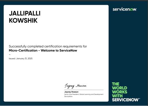 Kowshik Jallipalli On Linkedin Servicenow Microcertification