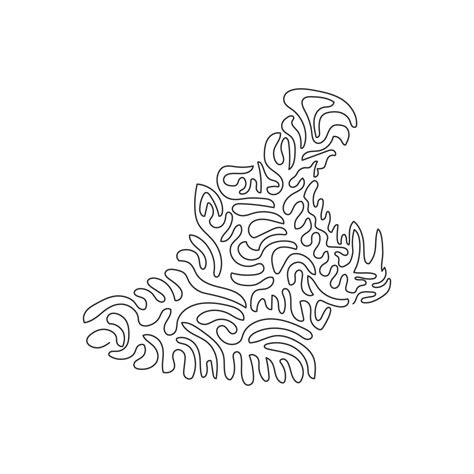 Single Swirl Continuous Line Drawing Of Yawn Hippopotamus Abstract Art Continuous Line Draw