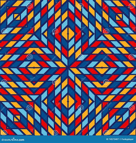 Seamless Pattern With Symmetric Geometric Ornament Abstract Stained Glass Bright Background