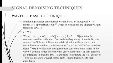 Signal Denoising Techniques Ppt
