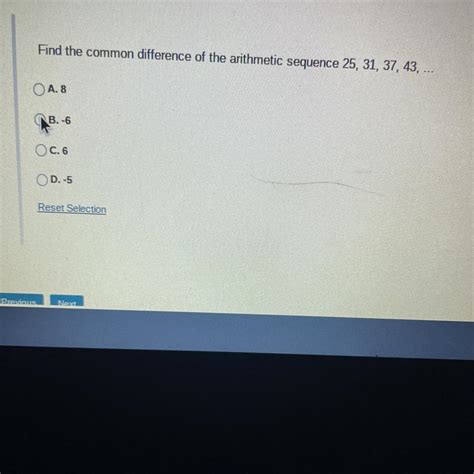 find the common difference of the arithmetic sequence 25 31 37 43 oa