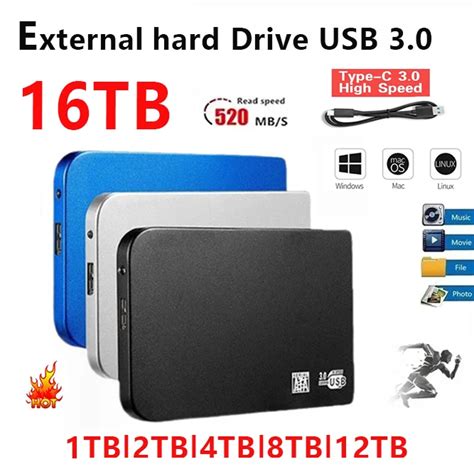 휴대용 외장 하드 드라이브 외장 솔리드 스테이트 드라이브 Usb 30 C 타입 하드 디스크 Pc Mac 휴대폰용