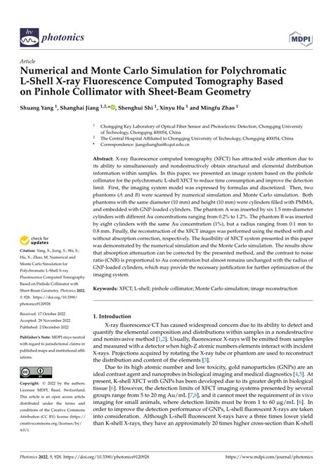 Pdf Numerical And Monte Carlo Simulation For Polychromatic L Shell X Ray Fluorescence Computed