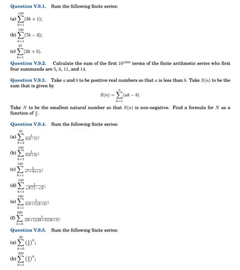Solved Question V Sum The Following Finite Series A Chegg