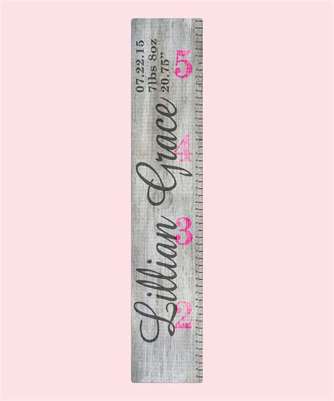 Personalized Planet Pink Script Sticky Canvas Personalized Growth Chart