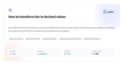 How To Transform Hex To Decimal Values Labex
