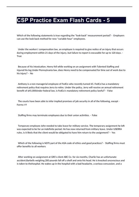 CSP Practice Exam Flash Cards CSP Practice Stuvia US