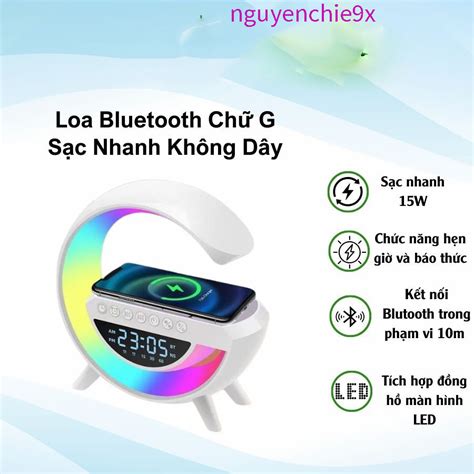 Loa Chữ G Loa Chữ G Bluetooth Bt3401 Có Led Rgb Hỗ Trợ Sạc Nhanh Không Dây Kèm Đồng Hồ Đèn
