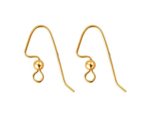 Gold Plated Angular Earwire W 3mm Ball 19x22mm
