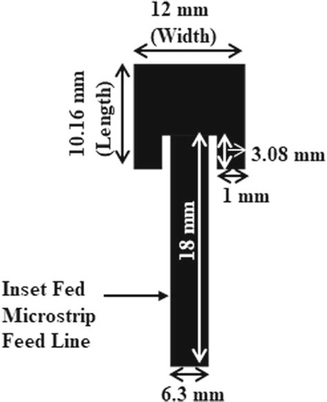 schematic of patch dimensions of the deigned microstrip patch antenna