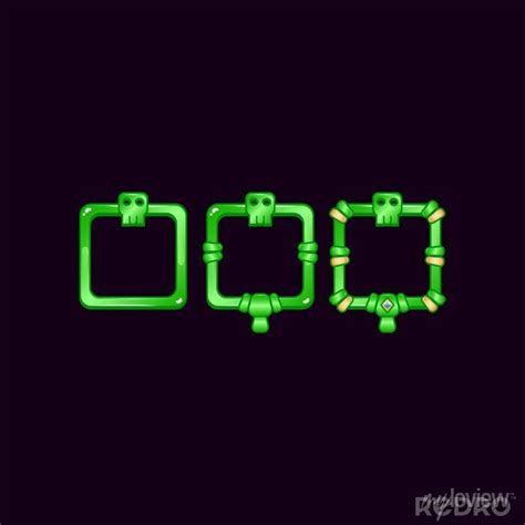 set of game ui border frame with skull symbol for gui asset elements