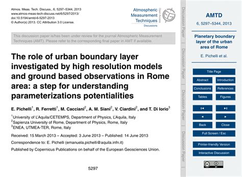 Pdf The Role Of Urban Boundary Layer Investigated With High Resolution Models And Ground Based